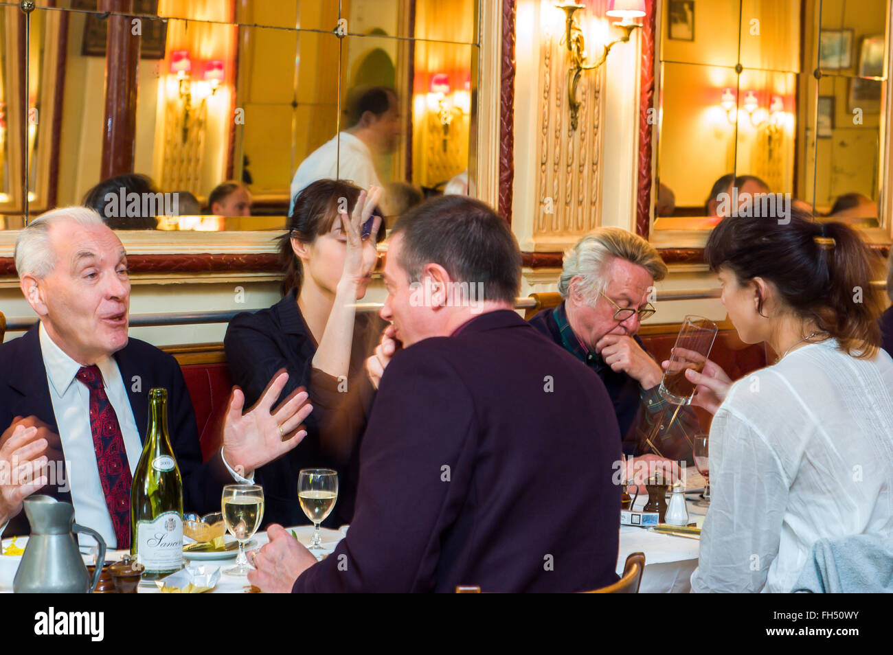 PARIS, France, Businessmen Lunch Sharing Business Meal, Conversation ...