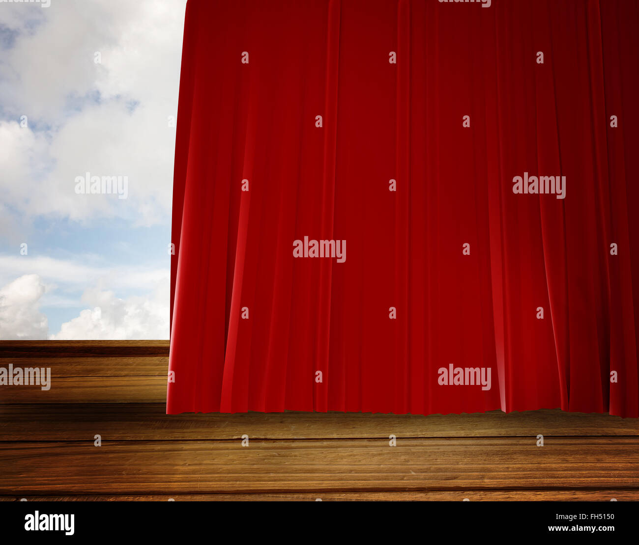 Red curtain pulling back Stock Photo - Alamy