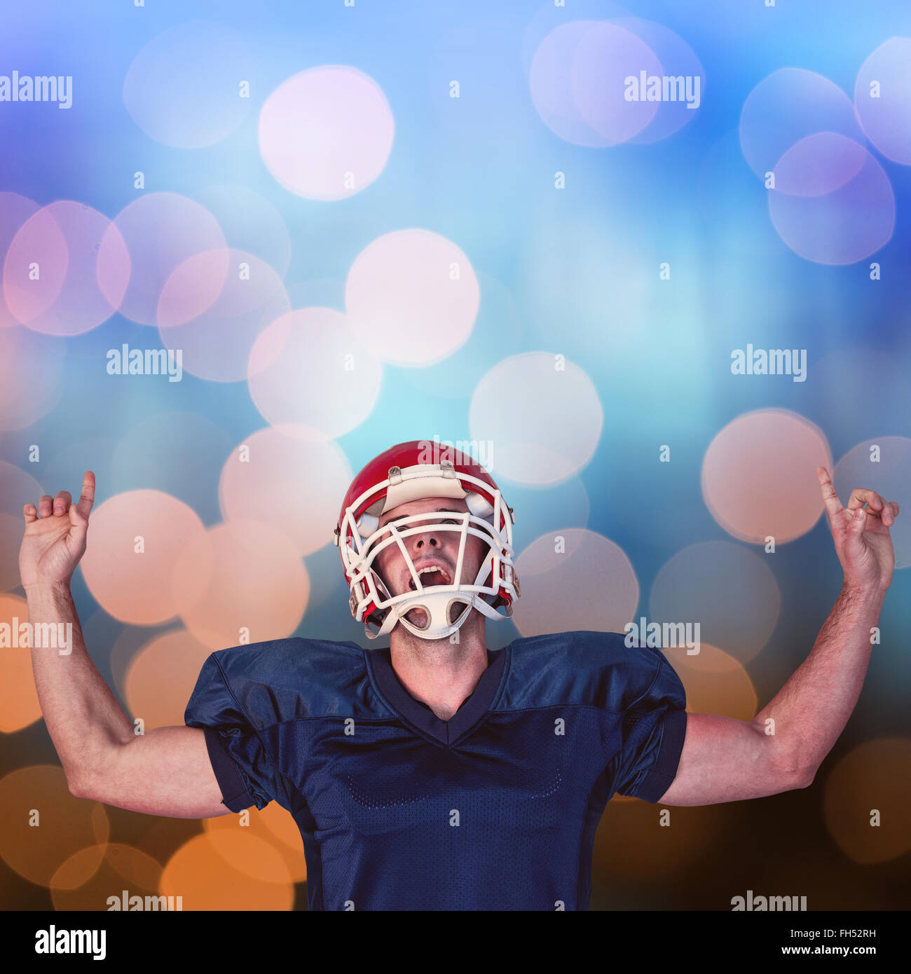 Composite image of rugby player celebrating while pointing up Stock ...