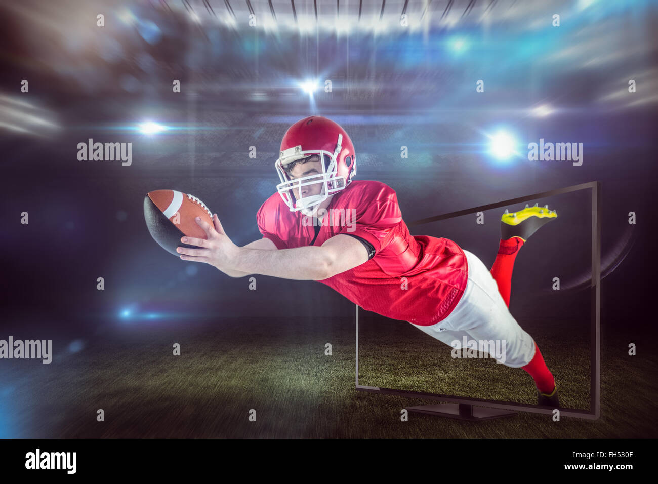 Composite image of american football player scoring a touchdown Stock ...