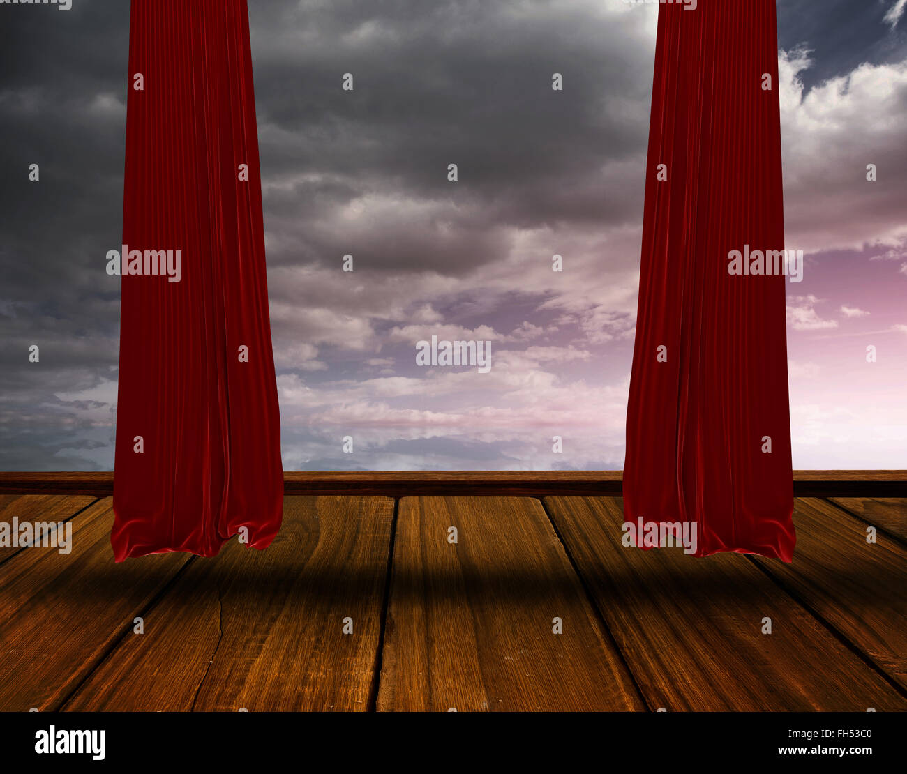 Red curtain pulling back Stock Photo - Alamy