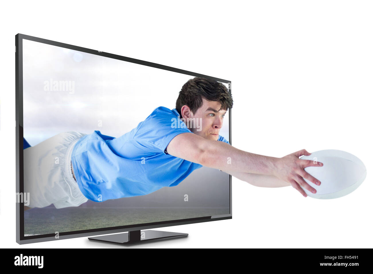 Composite image of a rugby player scoring a try Stock Photo - Alamy