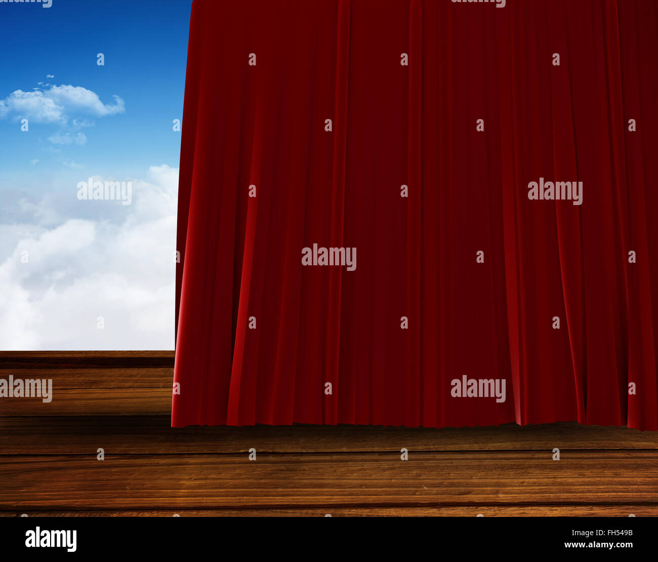 Red curtain pulling back Stock Photo - Alamy