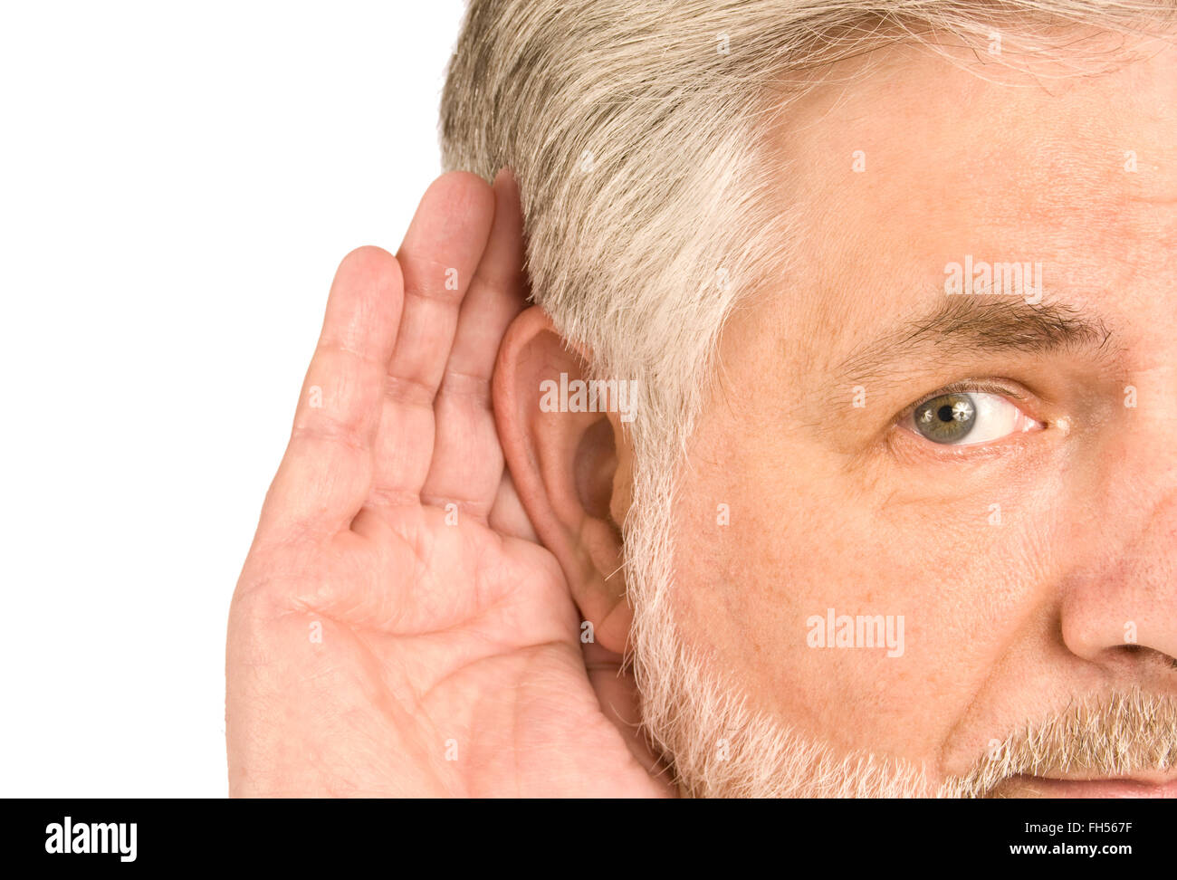 Hand cupped to ear hi-res stock photography and images - Alamy