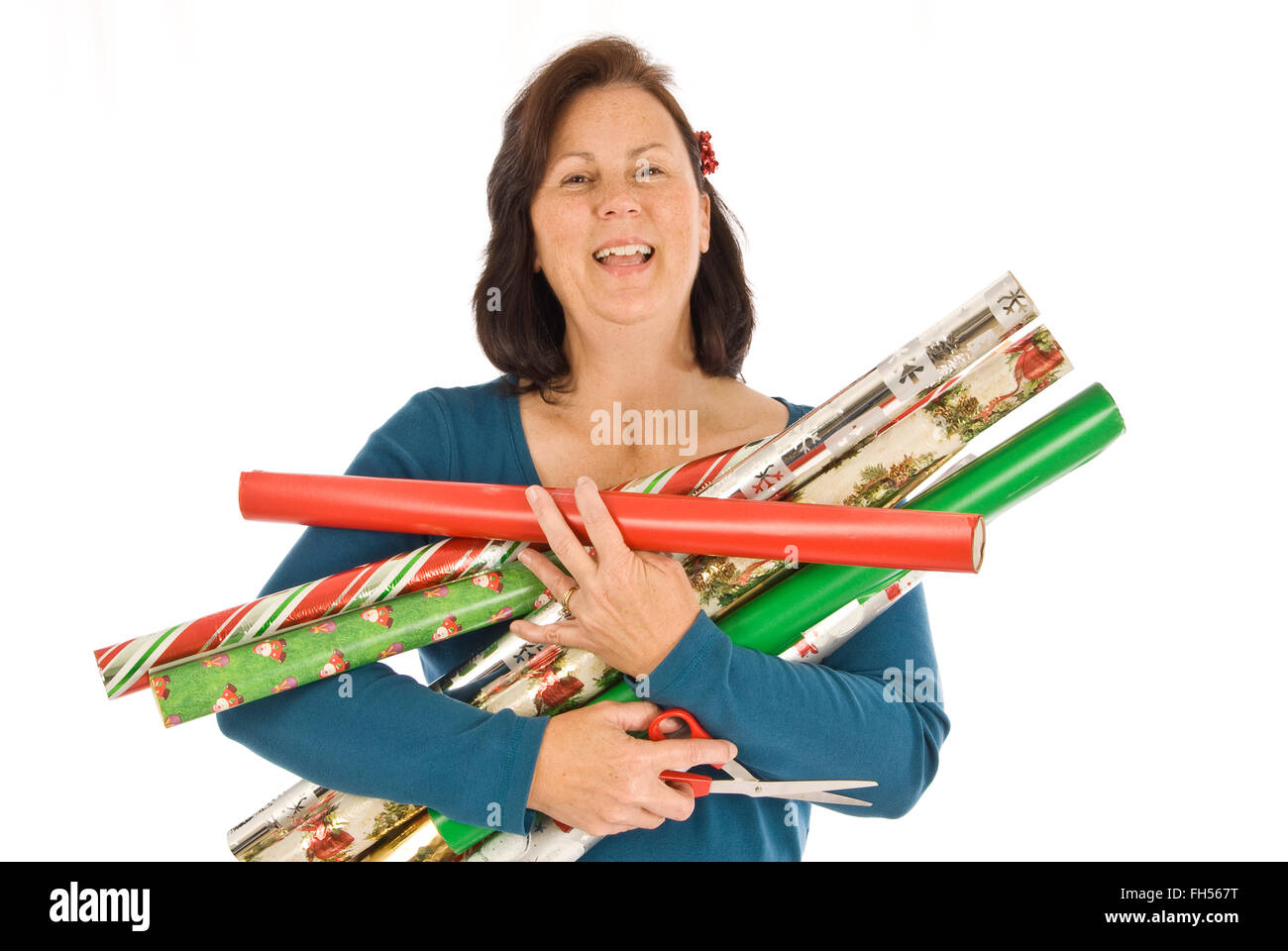 Cheerful Gift Wrapper Stock Photo - Alamy