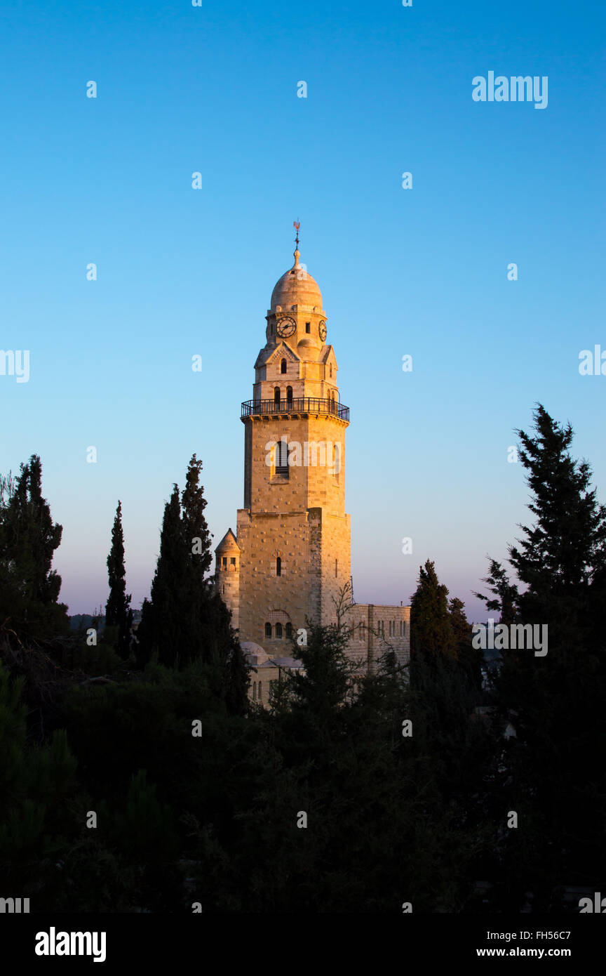 Dormition Abbey's Clock Tower in Jerusalem, Israel Stock Photo - Alamy