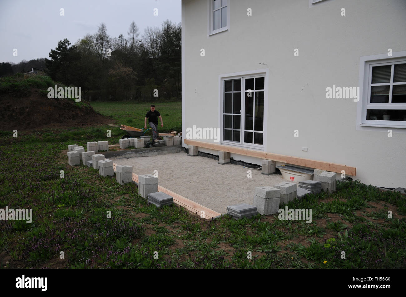 Building a wooden deck Stock Photo - Alamy