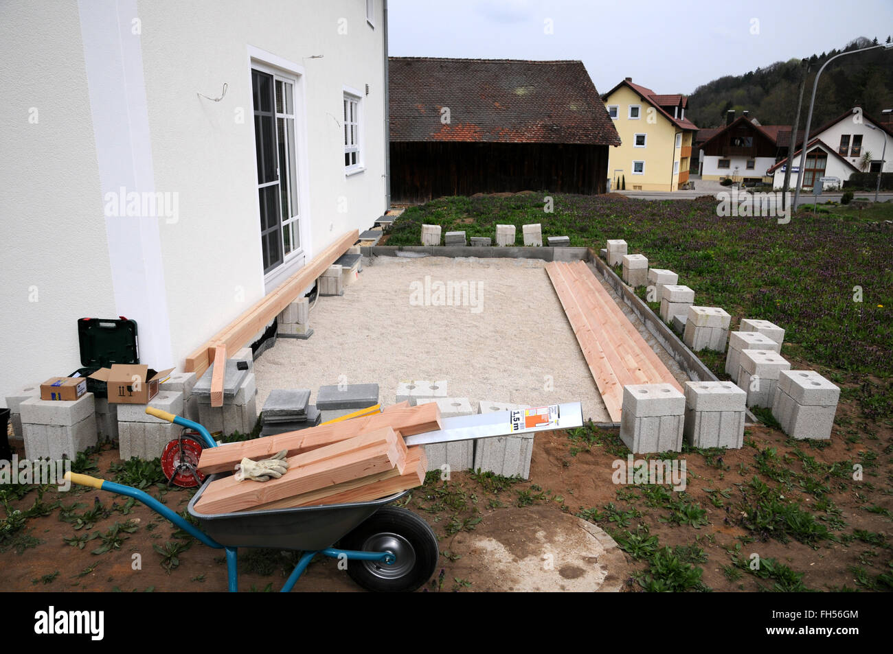 Building a wooden deck Stock Photo - Alamy