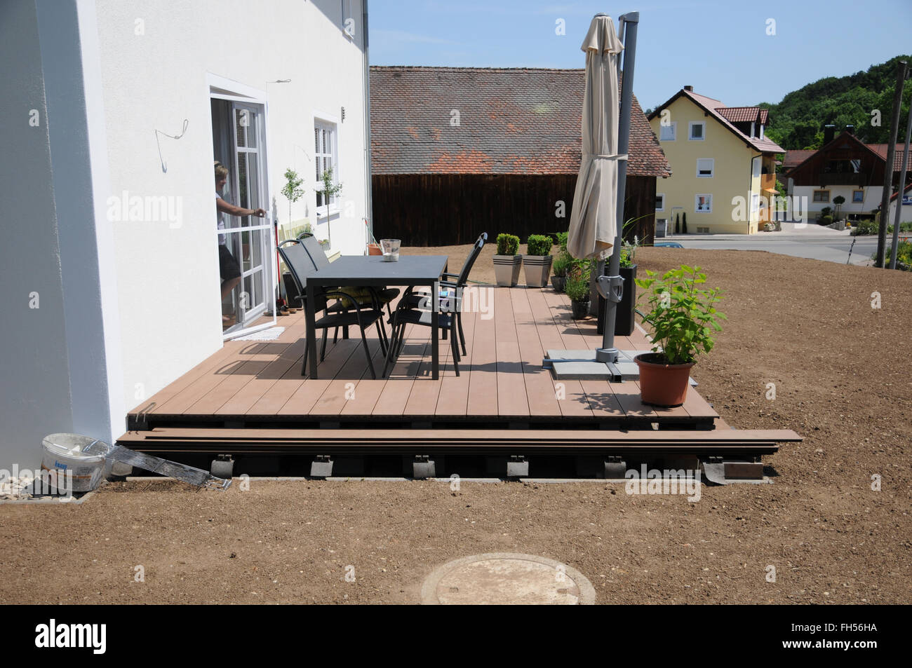 Building a wooden deck Stock Photo - Alamy