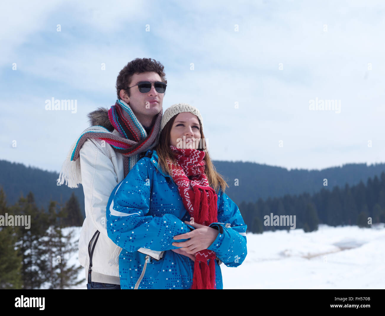 romantic young couple on winter vacation Stock Photo - Alamy