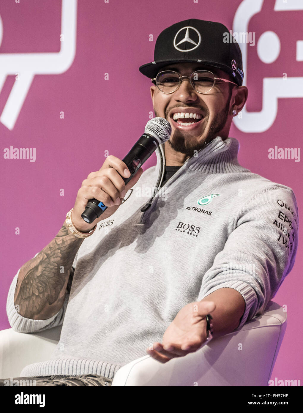 Lewis hamilton speaks hi-res stock photography and images - Alamy