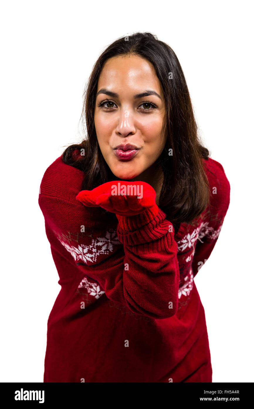 Mixed race woman blowing kiss hi-res stock photography and images - Alamy