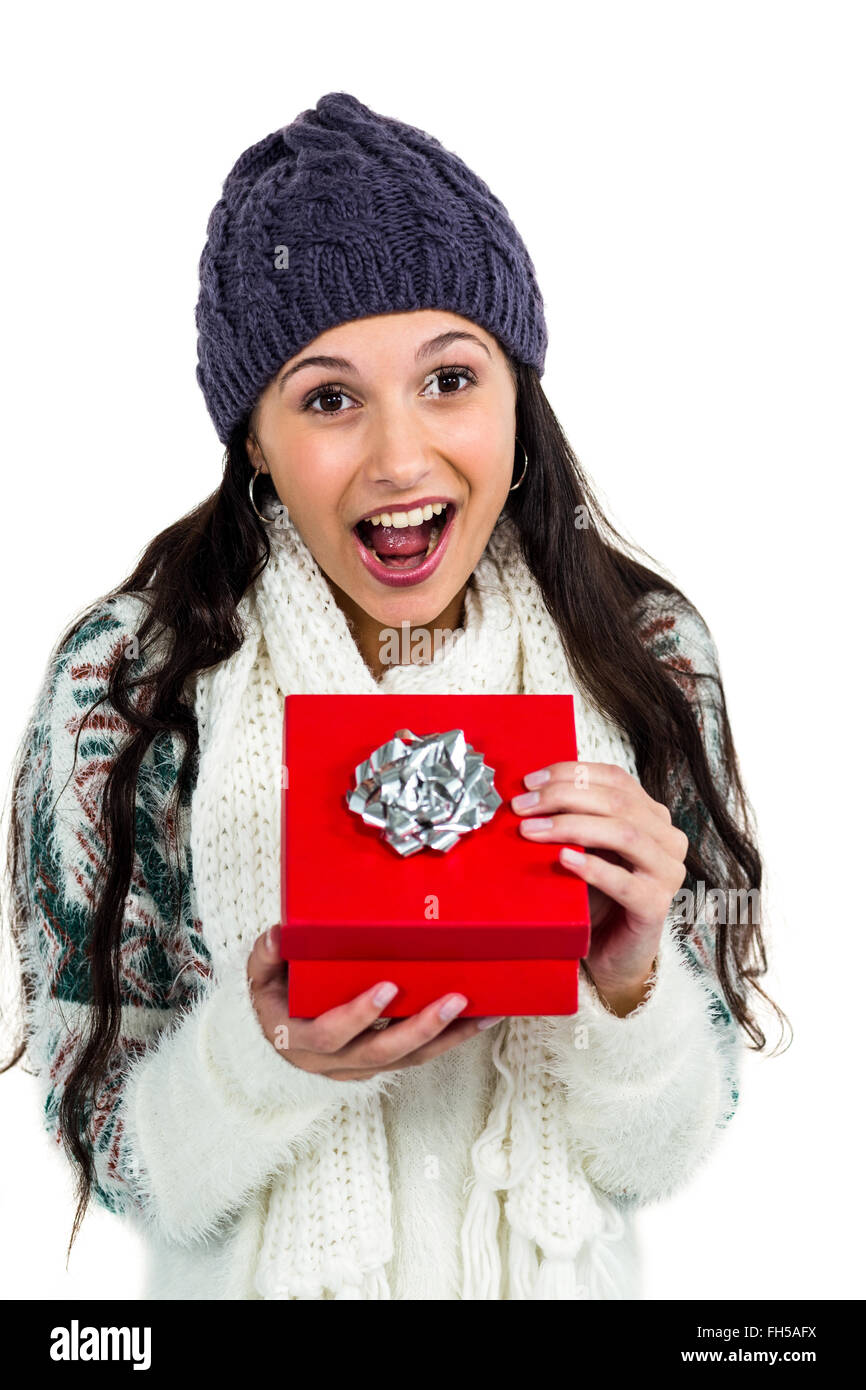 Surprised woman long brown hair hi-res stock photography and images - Alamy