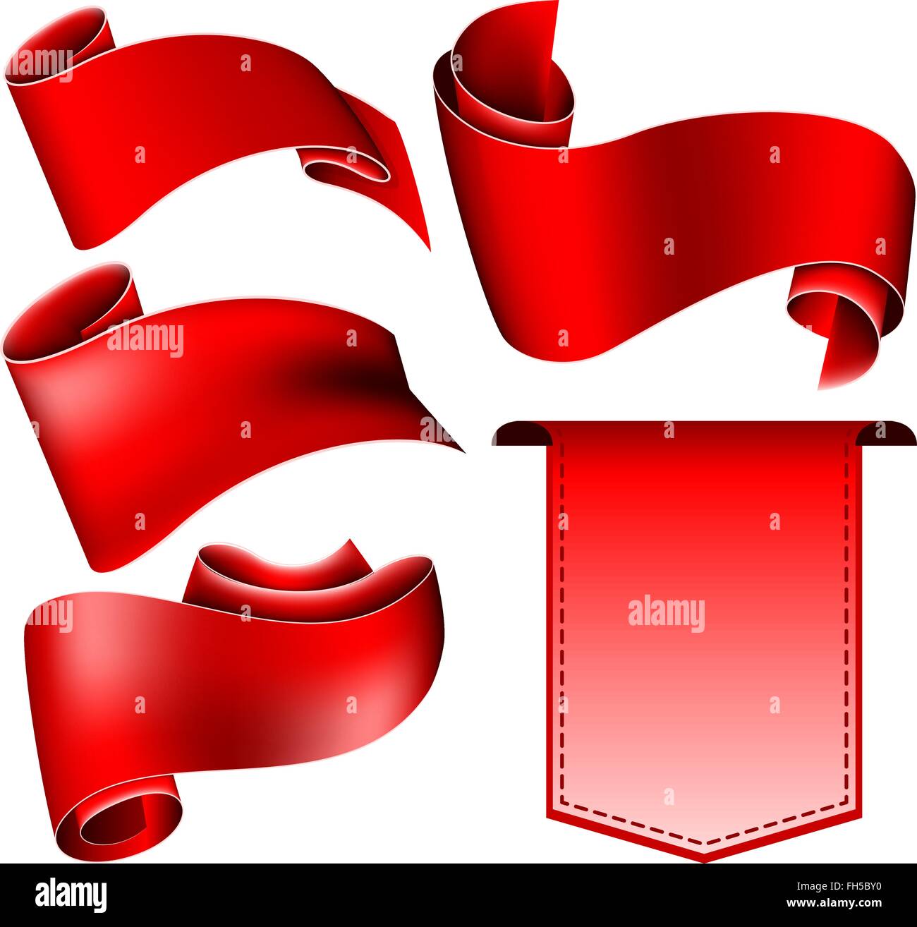 Red ribbon set Stock Vector Image & Art - Alamy