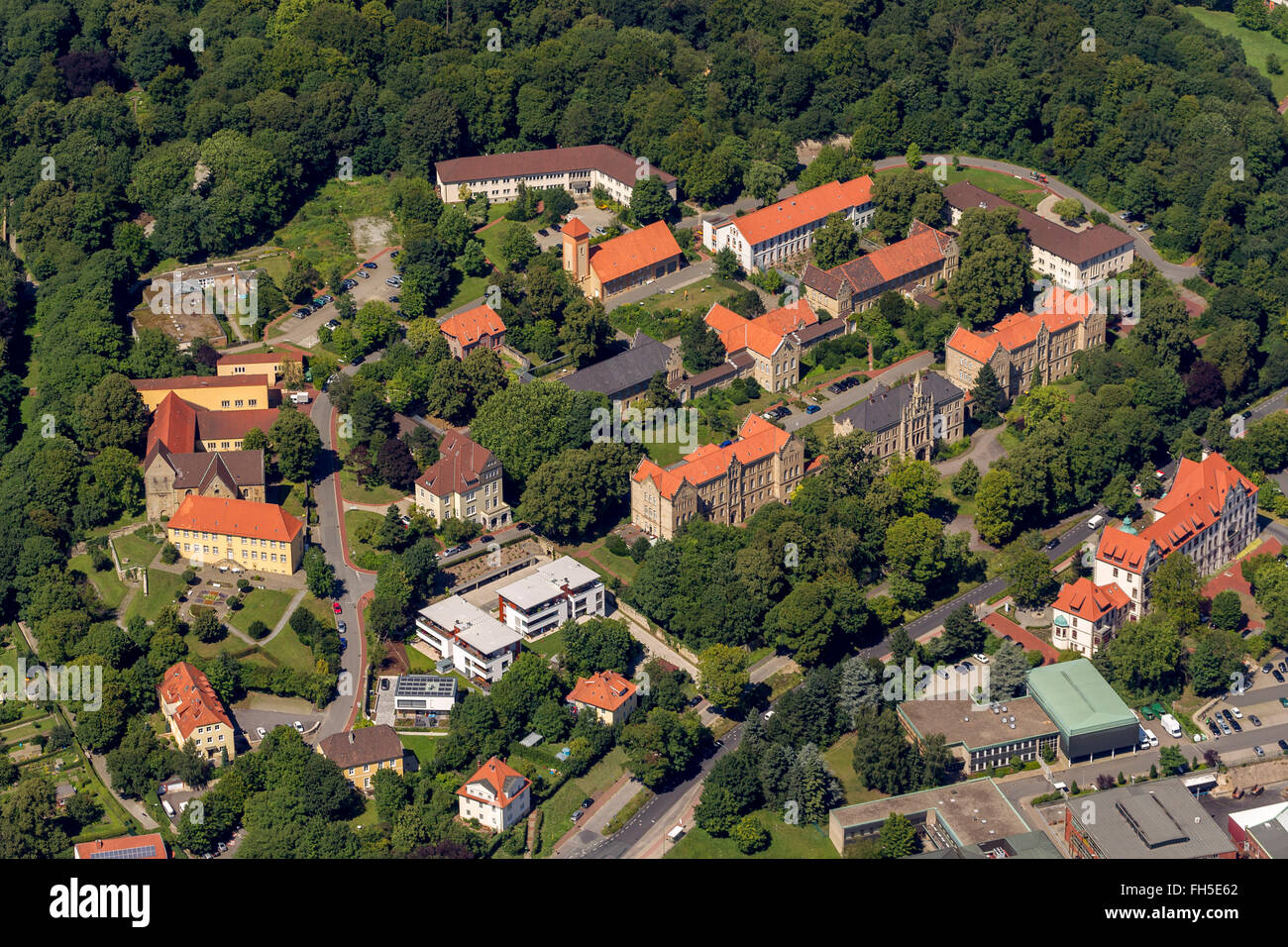 Aerial view, Lower Saxony State Hospital Osnabrück, Osnabruck, Lower ...