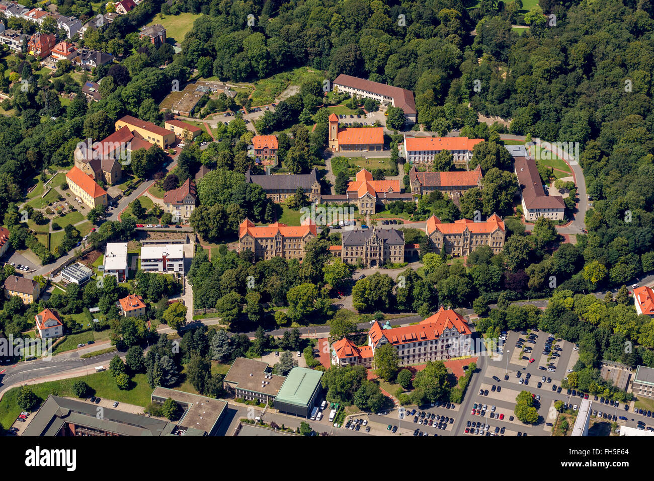Aerial view, Lower Saxony State Hospital Osnabrück, Osnabruck, Lower ...