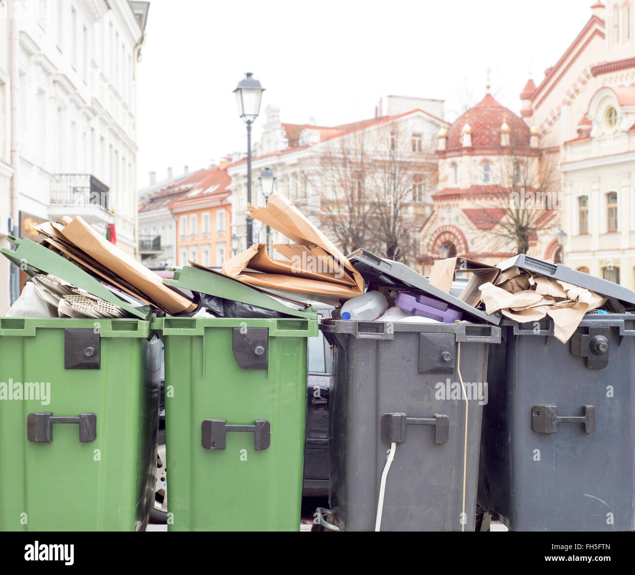 Plastic bins full of trash Stock Photo - Alamy