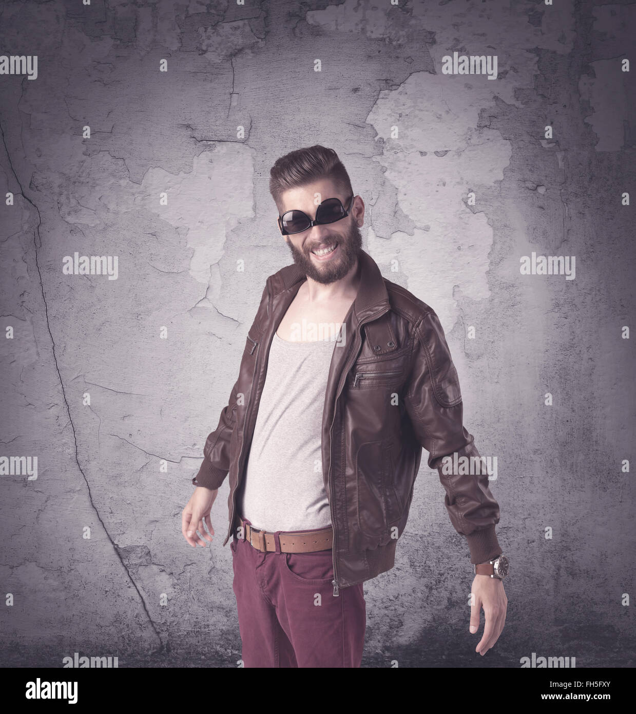 Handsome hipster in fashion clothing Stock Photo - Alamy