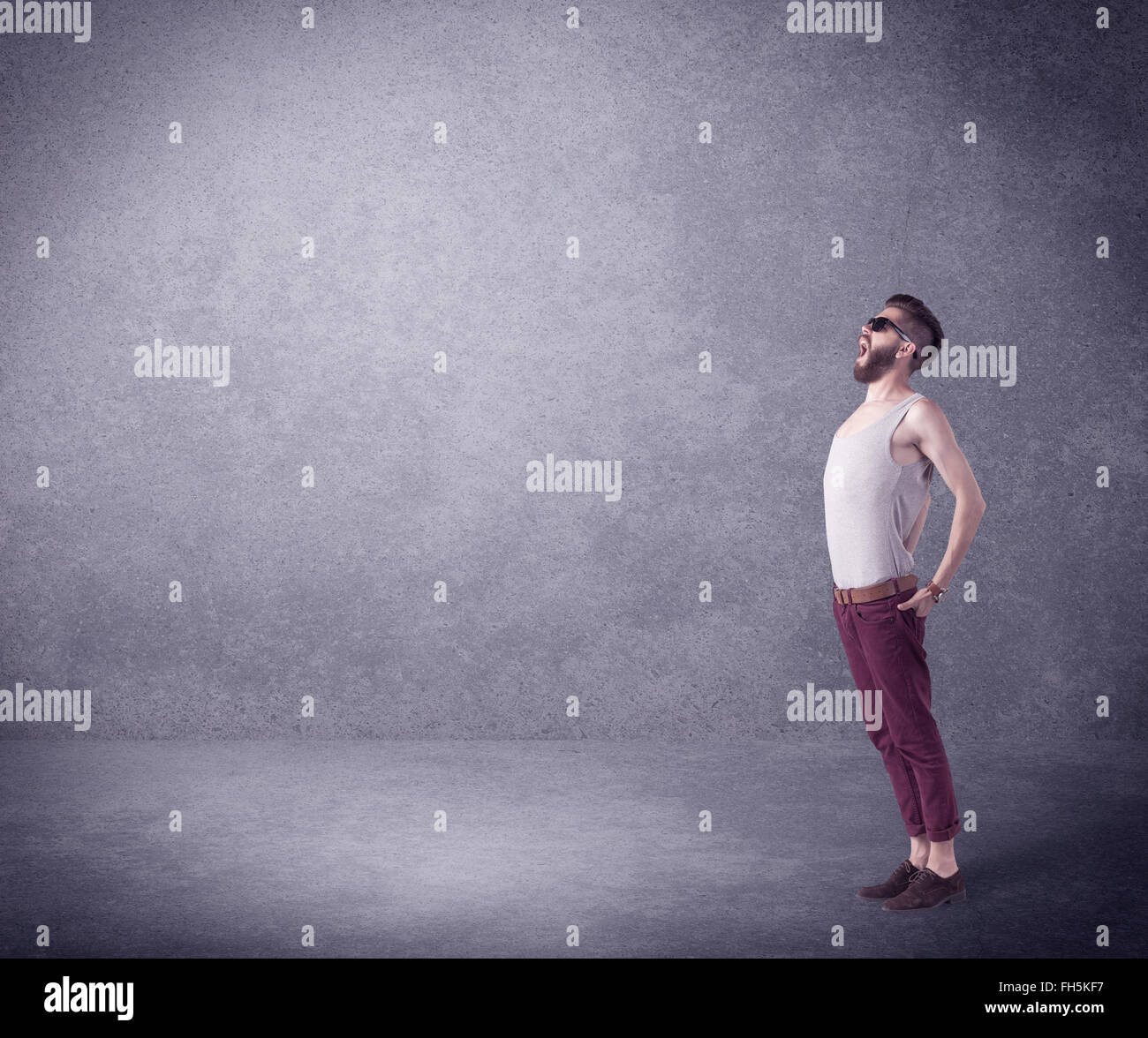 Fashion model shouting in empty space Stock Photo - Alamy