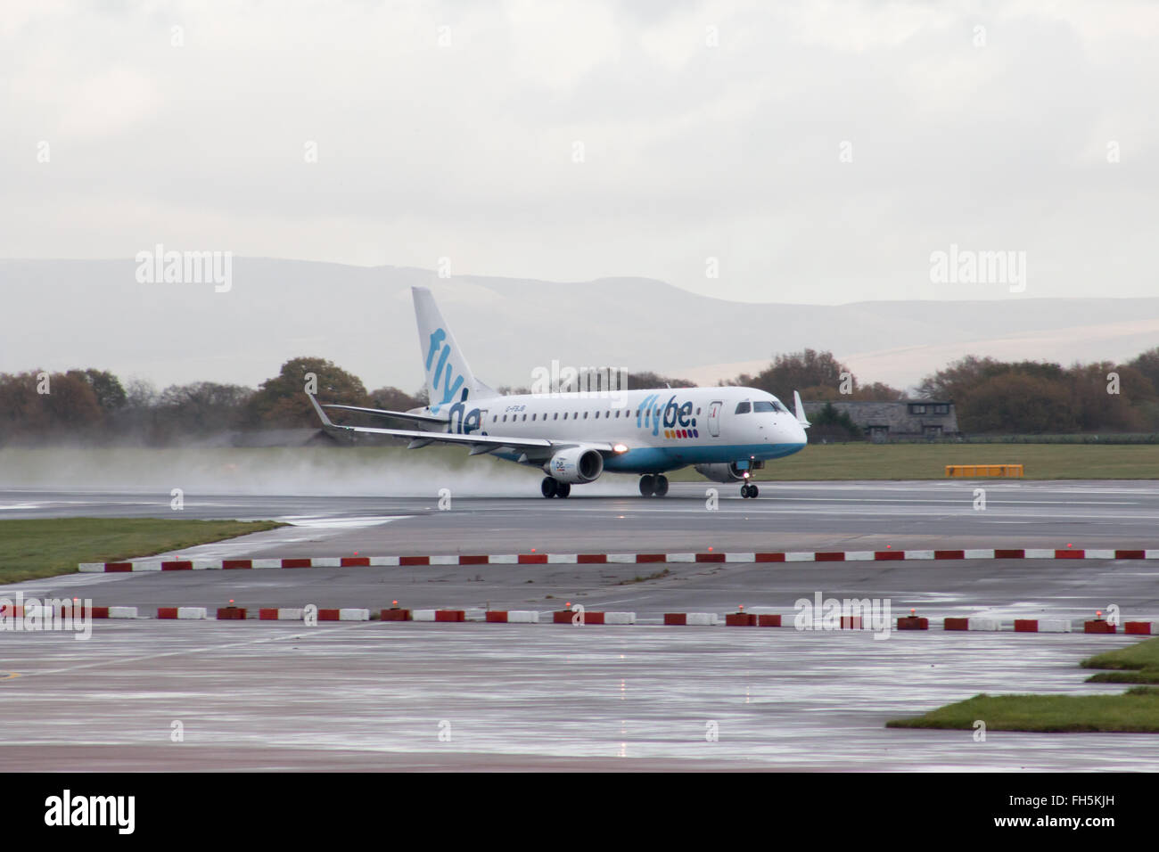 Flybe Embraer E175 narrow-body passenger plane (G-FBJB) taking off from ...