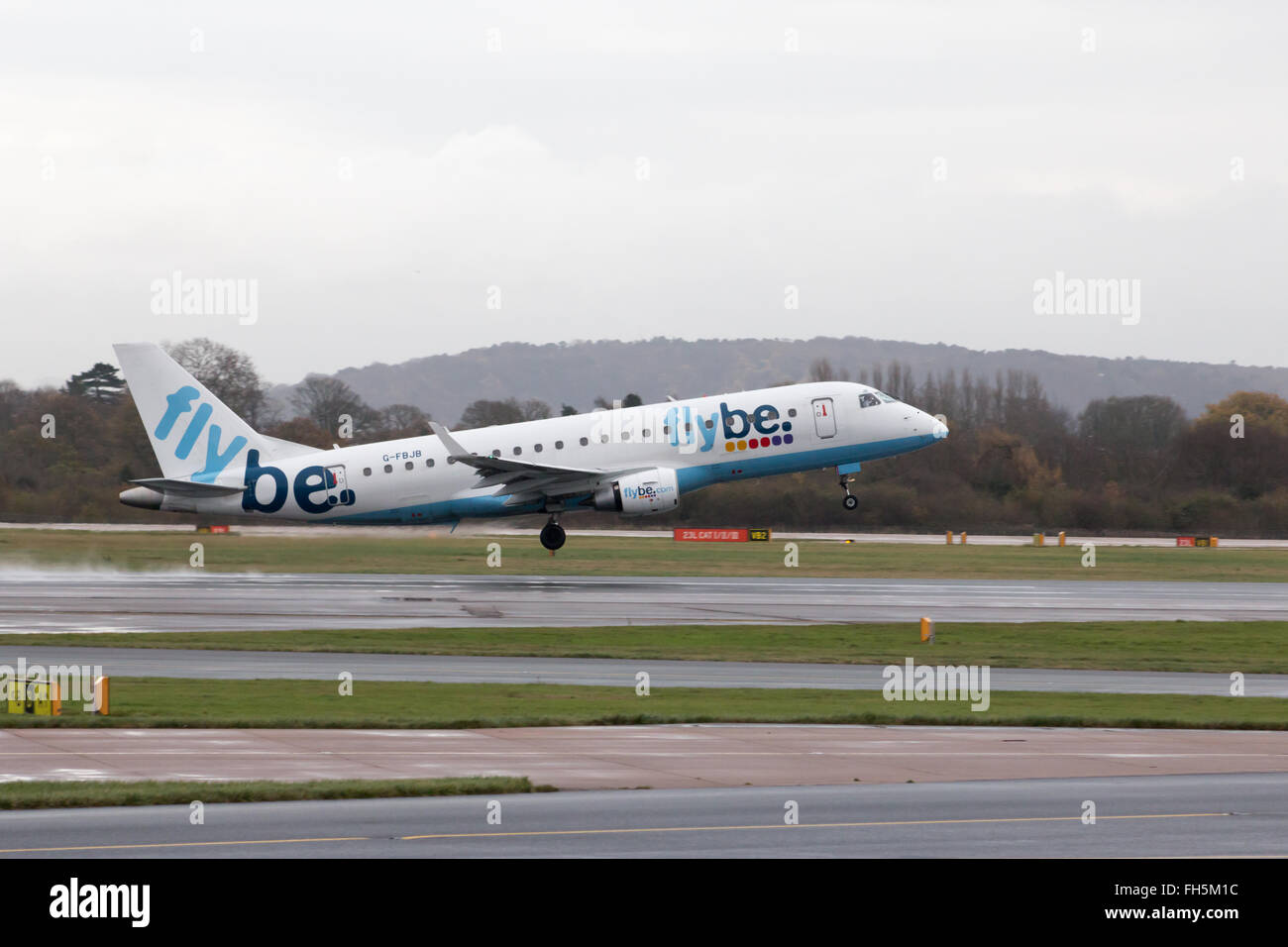 Flybe Embraer E175 narrow-body passenger plane (G-FBJB) taking off from ...