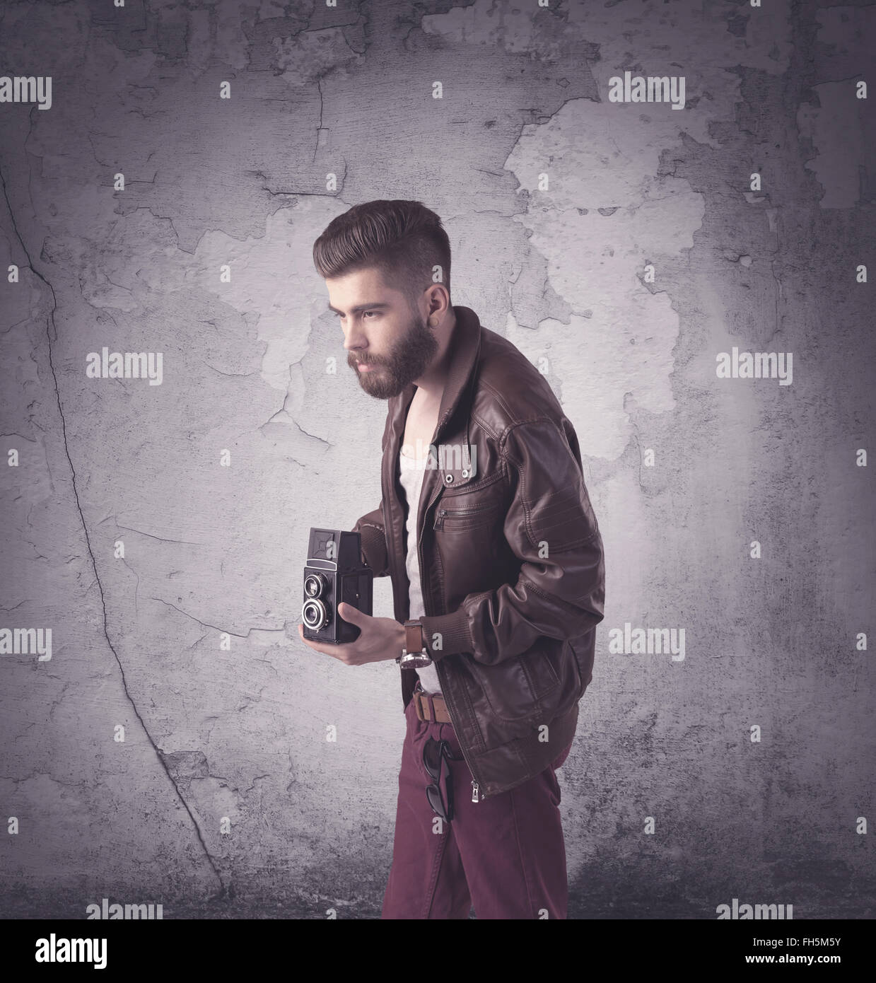 Handsome hipster in fashion clothing Stock Photo - Alamy