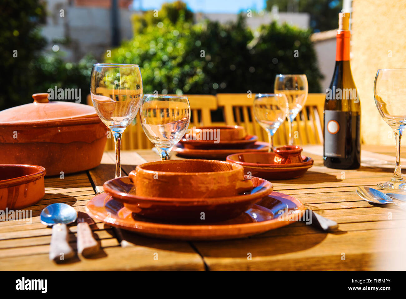 Table with a crockery Stock Photo - Alamy