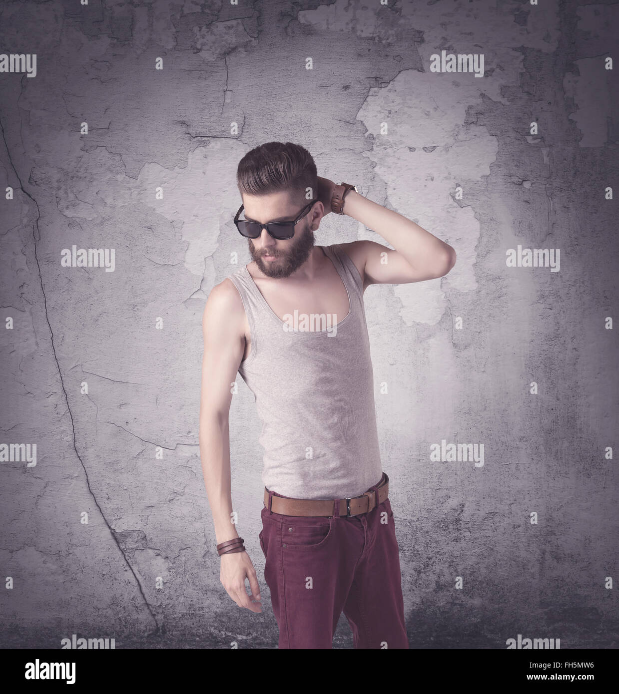 Handsome hipster in fashion clothing Stock Photo - Alamy