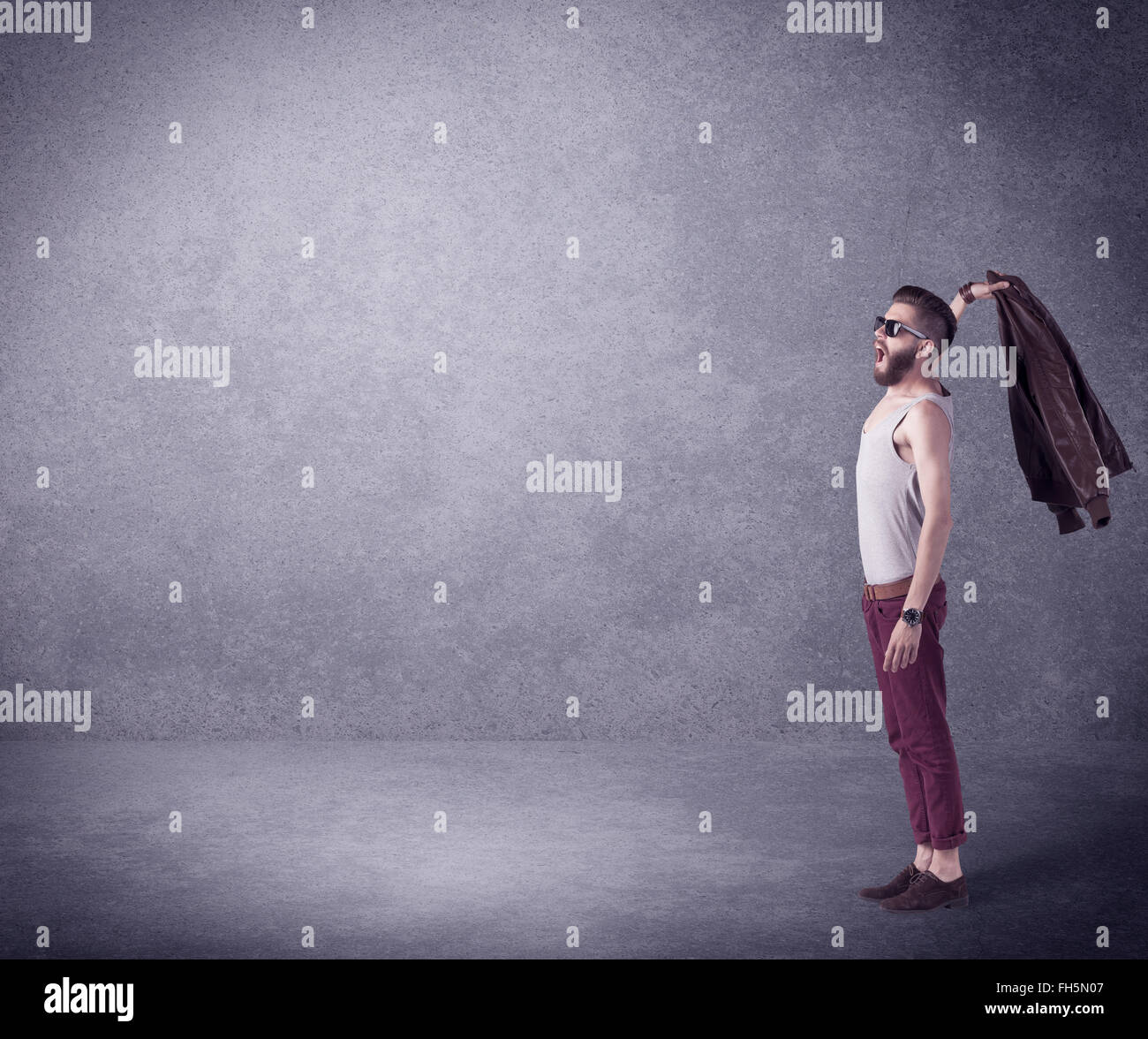 Fashion model shouting in empty space Stock Photo - Alamy
