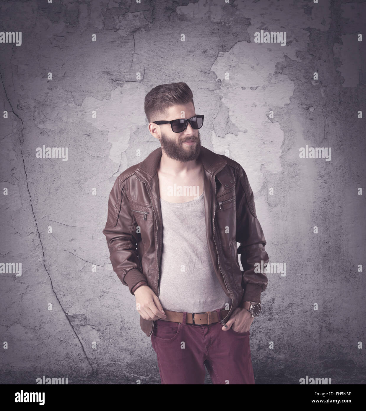 Handsome hipster in fashion clothing Stock Photo - Alamy