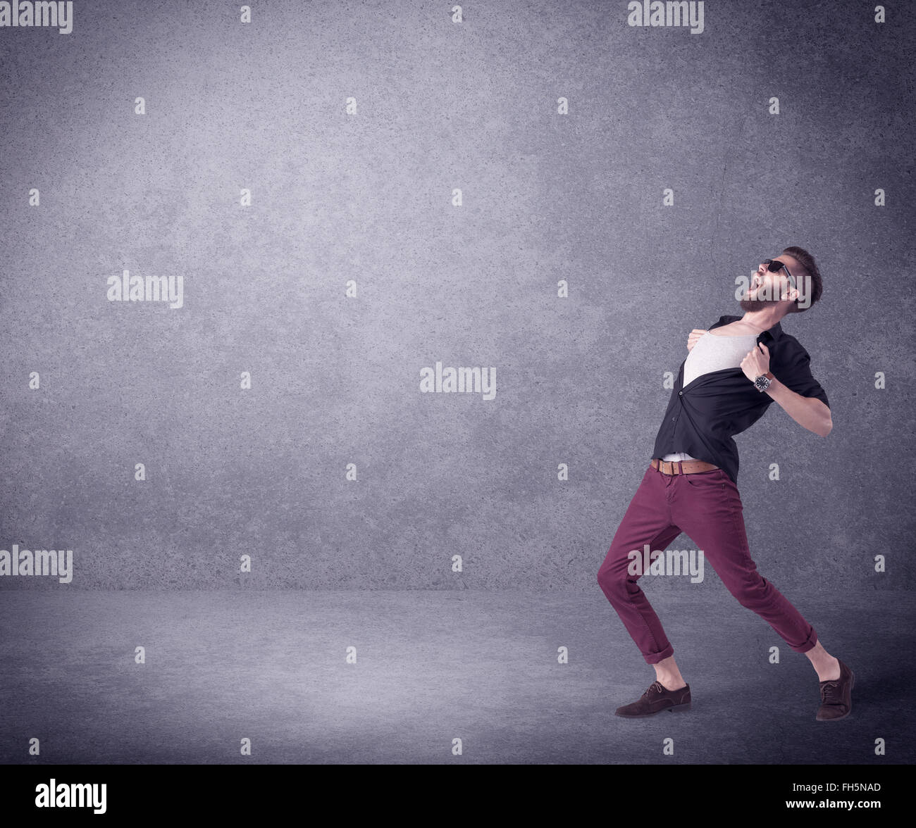 Fashion model shouting in empty space Stock Photo - Alamy