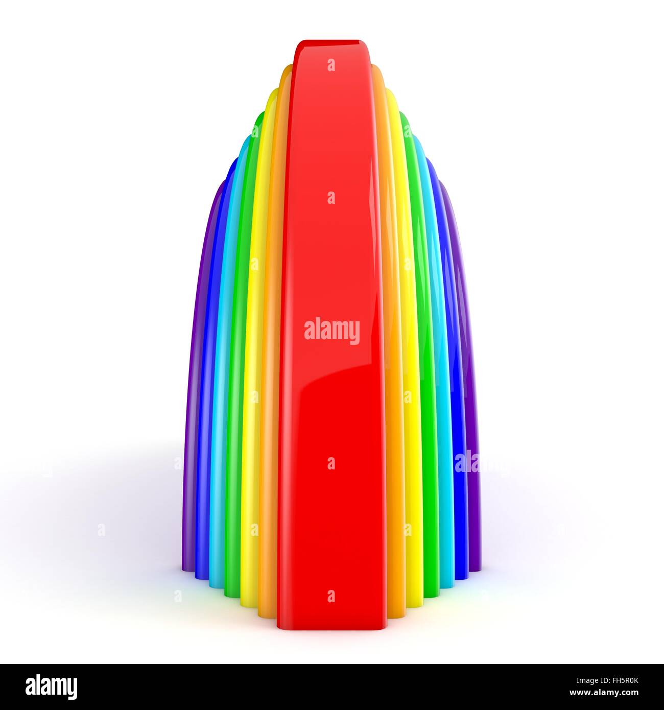 Abstract rainbow sign. Side view. 3D render illustration isolated on ...