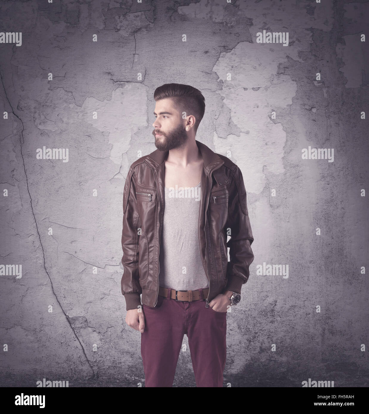 Handsome hipster in fashion clothing Stock Photo - Alamy