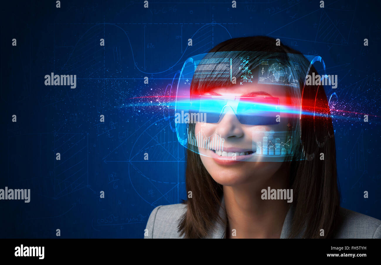 Future woman with high tech smart glasses Stock Photo - Alamy