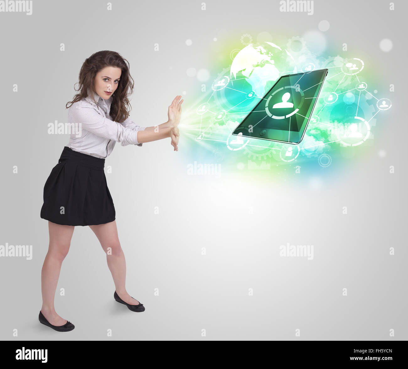 Business girl showing modern tablet technology concept Stock Photo - Alamy