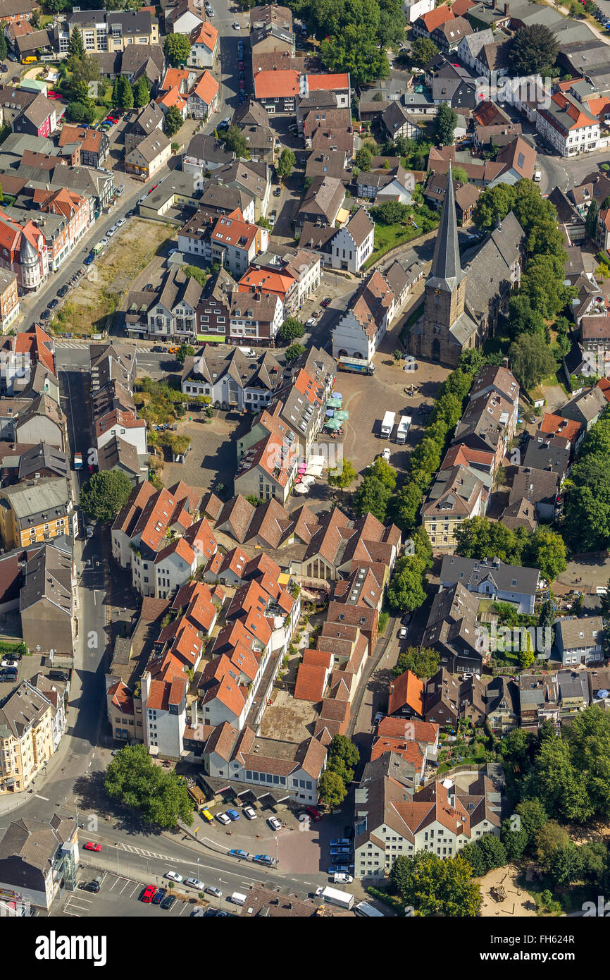 Aerial view, St. Victor Church and Market Square, Swords, Ruhr, North ...