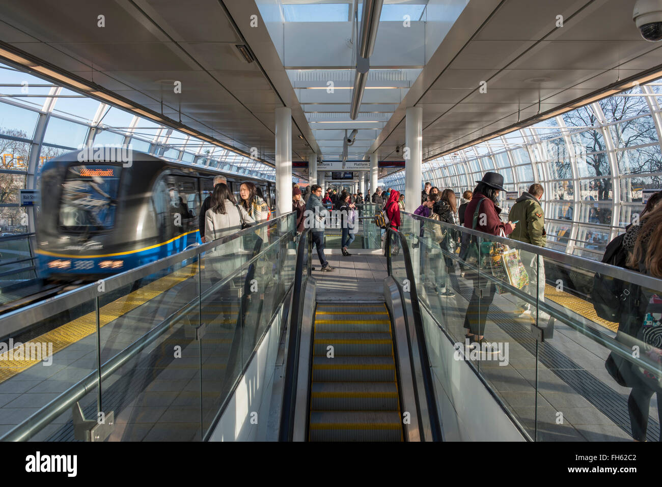 Interior of a rapid transit SkyTrain terminal Stock Photo - Alamy