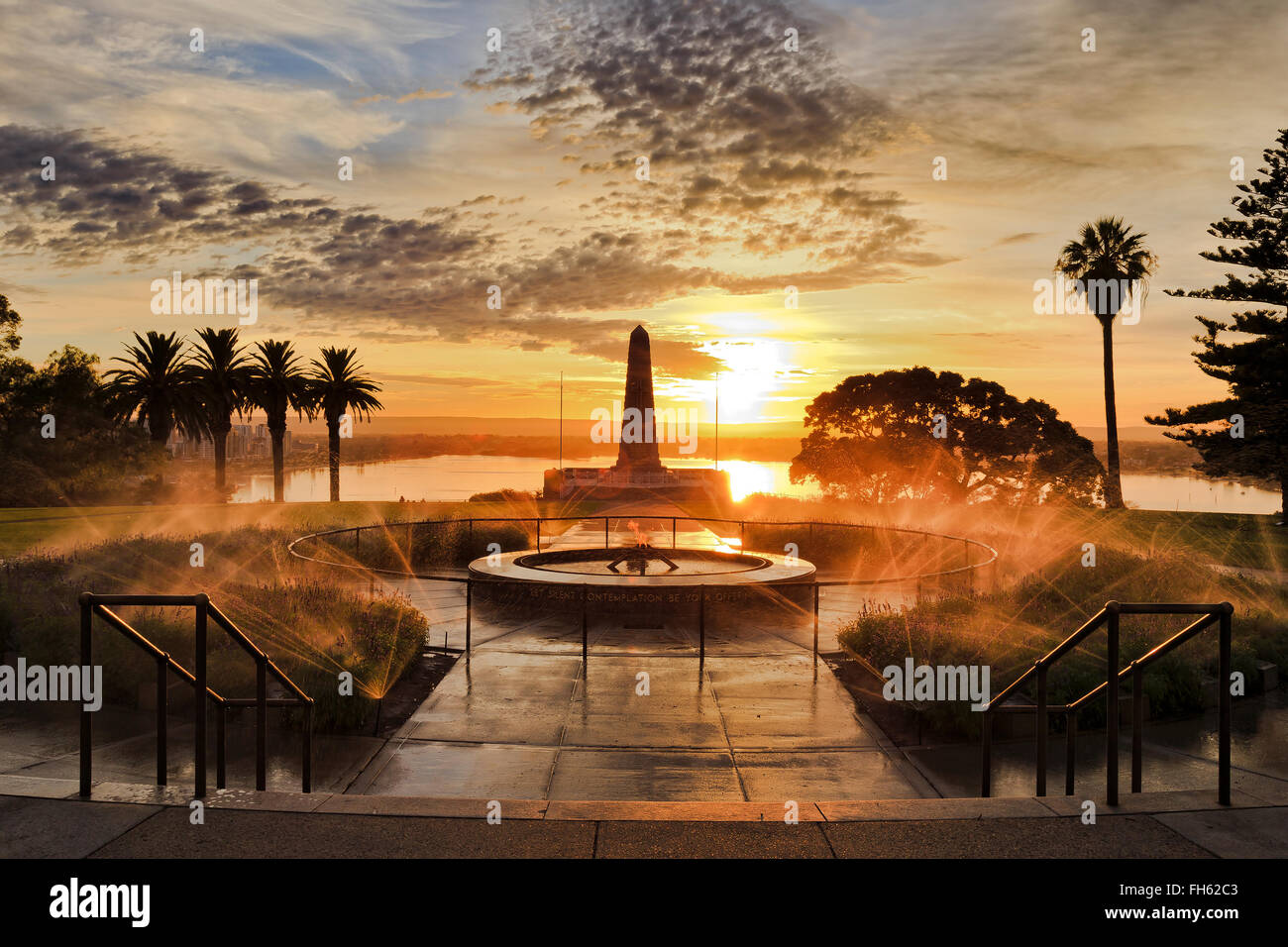 front view of fallen soldiers memorial in Kings park of Perth , capital ...
