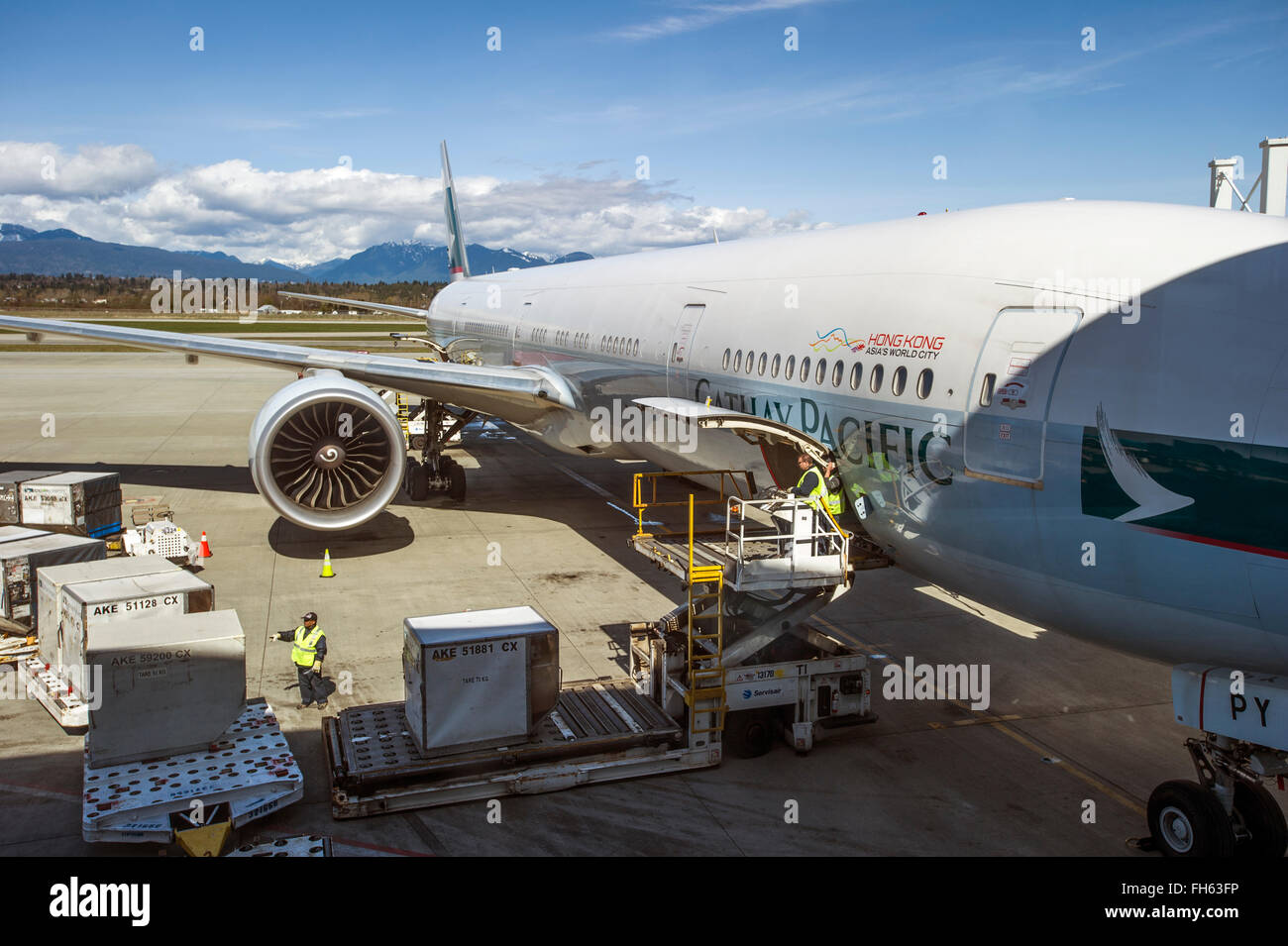 Cathay Pacific Boeing 777 loading at YVR Vancouver International ...