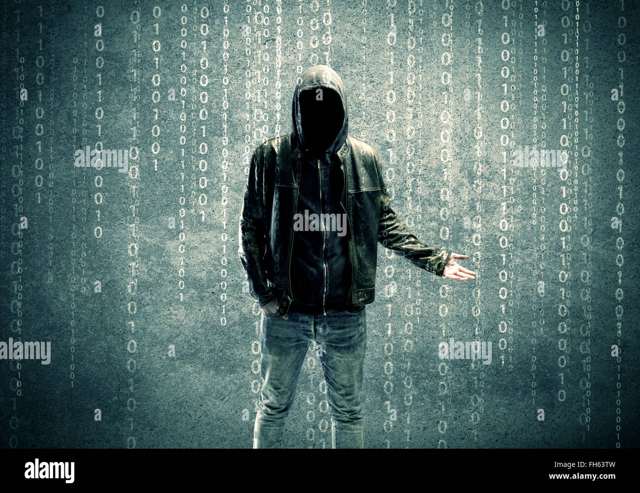 Angry mysterious hacker with numbers Stock Photo - Alamy
