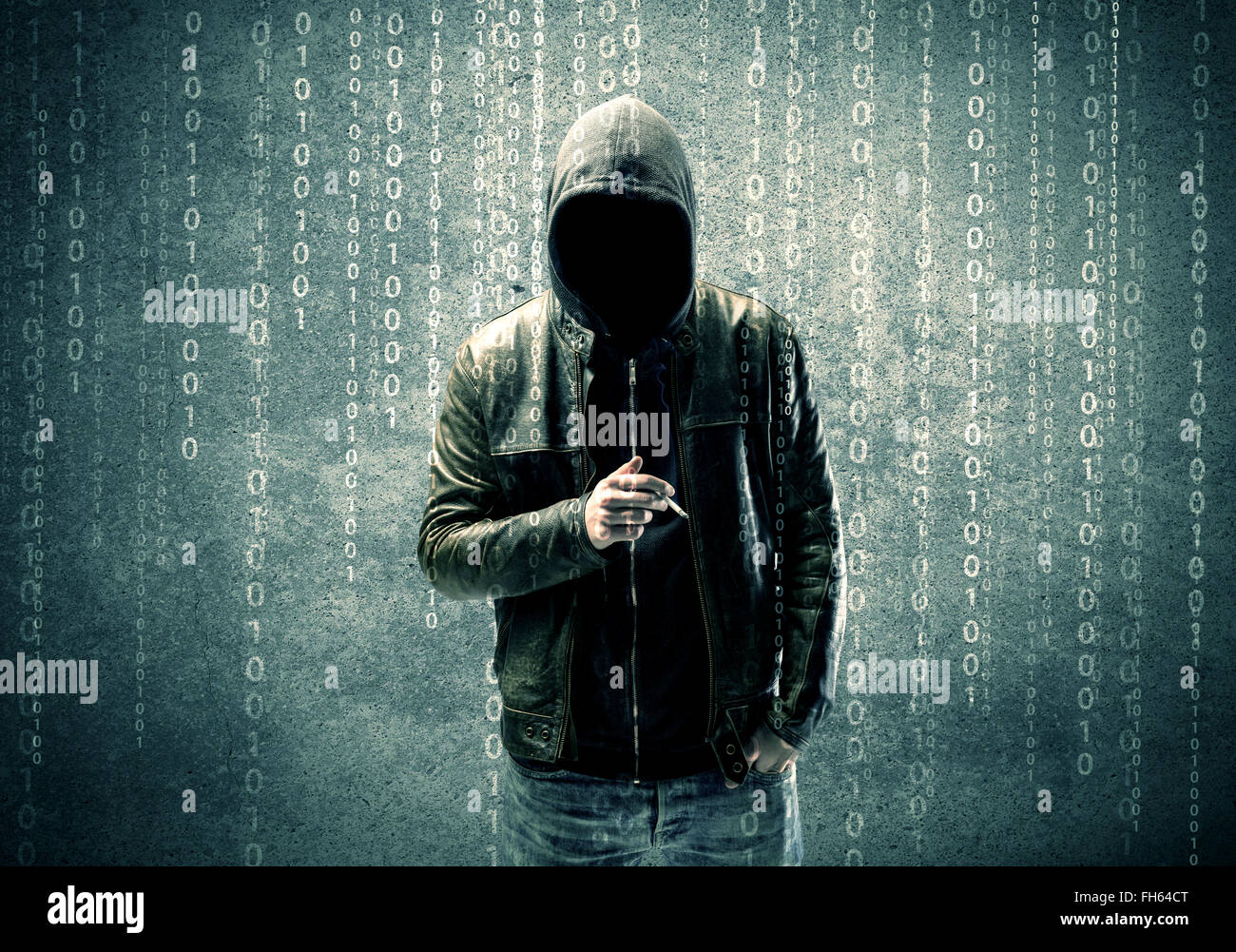 Angry mysterious hacker with numbers Stock Photo - Alamy