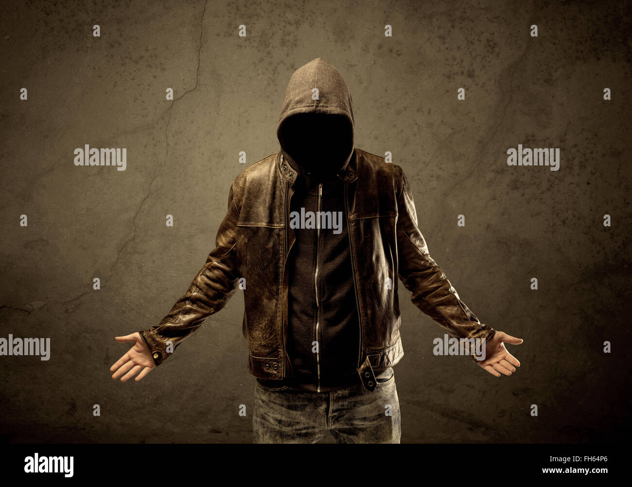 Undercover hooded stranger in the dark Stock Photo - Alamy