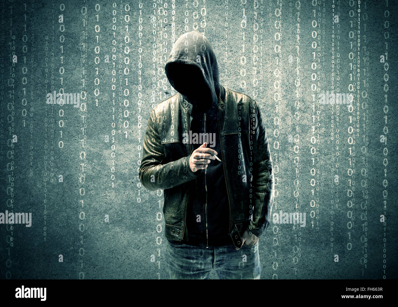 Angry mysterious hacker with numbers Stock Photo - Alamy