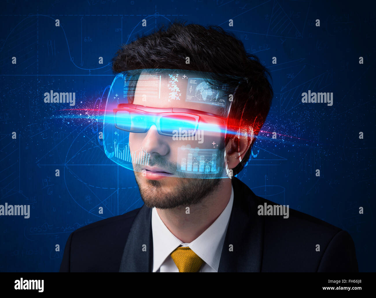 Man with future high tech smart glasses Stock Photo - Alamy