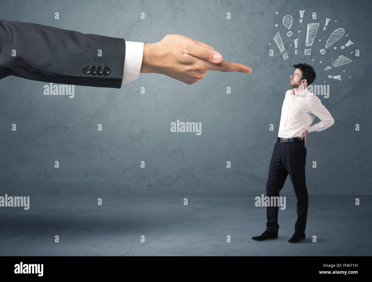 Boss hand firing guilty businessman Stock Photo - Alamy