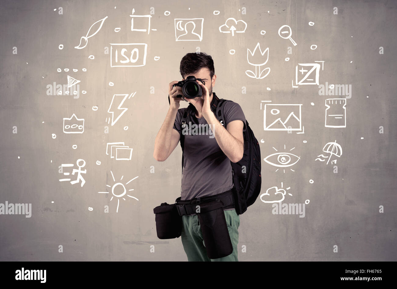 Photographer learning to use camera Stock Photo - Alamy