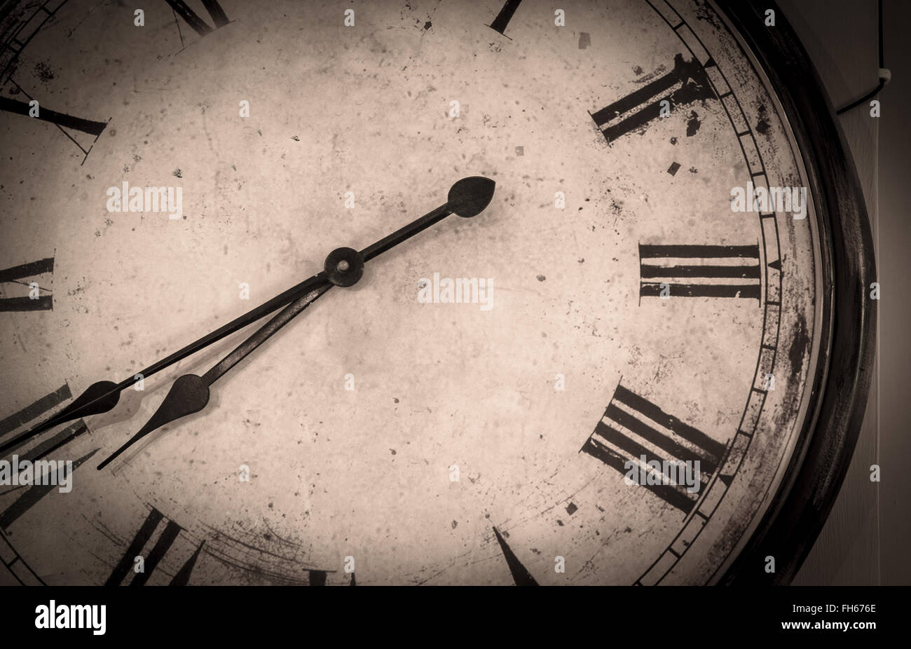 Old vintage wall clock detail in black and white Stock Photo - Alamy