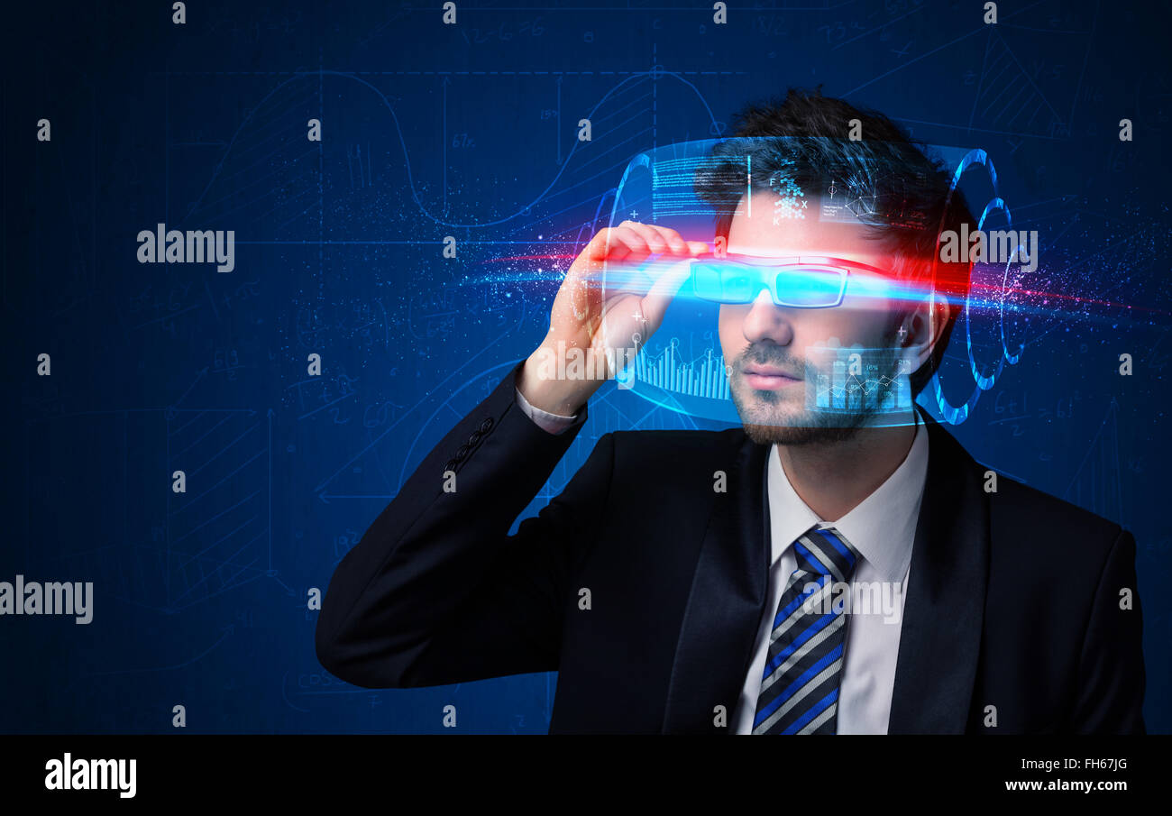 Man with future high tech smart glasses Stock Photo - Alamy