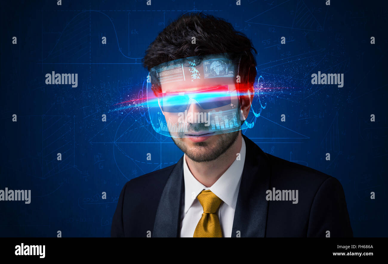 Man with future high tech smart glasses Stock Photo - Alamy