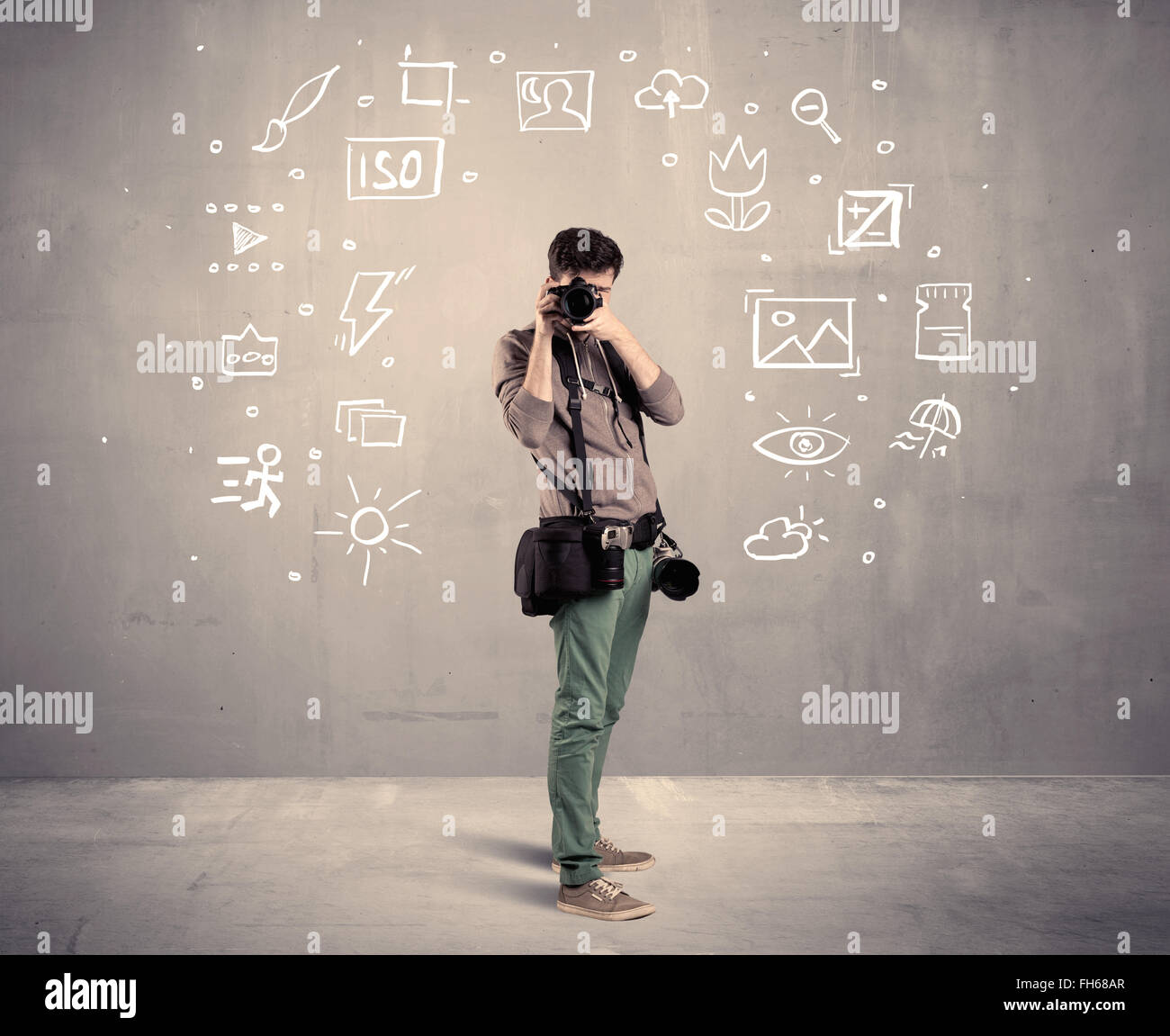 Photographer learning to use camera Stock Photo - Alamy